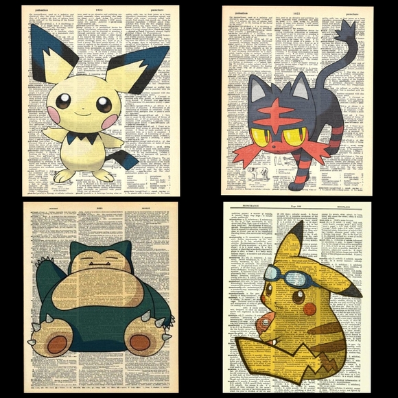 Other | Pokemon Dictionary Book Page Art Decor | Poshmark